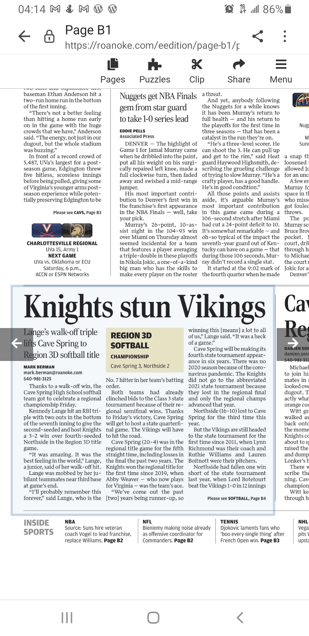 Class 3D Softball ends with a Flurry as Cave Spring rallies to defeat ...