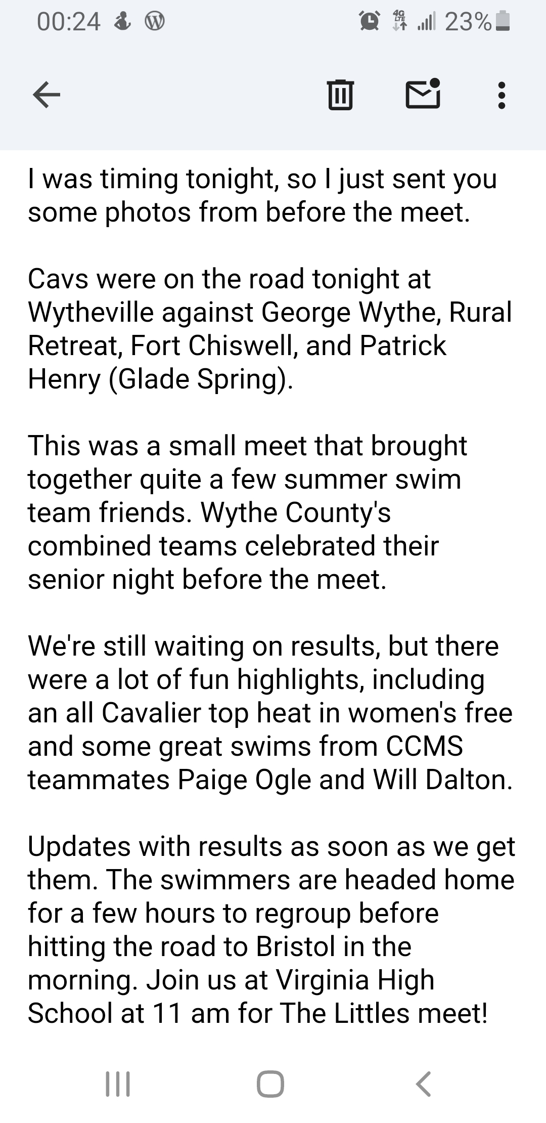 Shannon Dalton checks in with news from the Pool, ahead of a day that ...